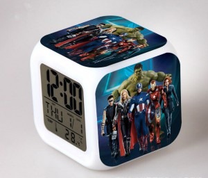 2015 New The Avengers 2 Super Hero Digital Alarm Clock Color Changing ...