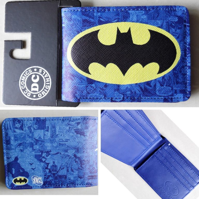 Comics DC Marvel SuperHeros Batman wallet Blue leather wallet bifold ...